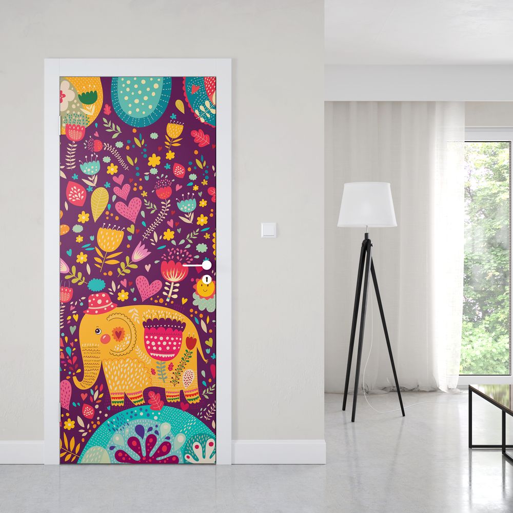 Стикер за врата с принт Парти слон – Cush.be